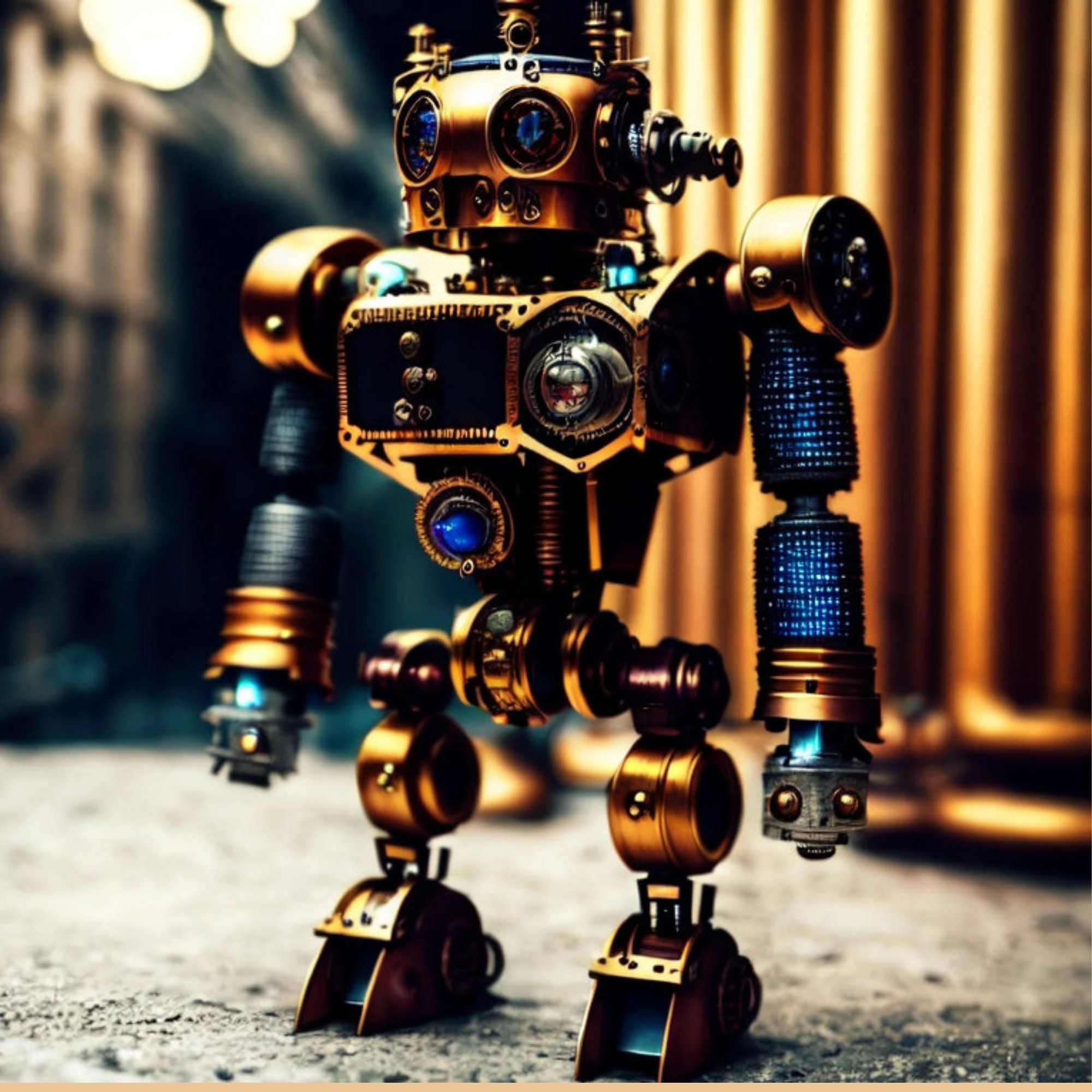 Steampunk Robot Digital Paper - Etsy