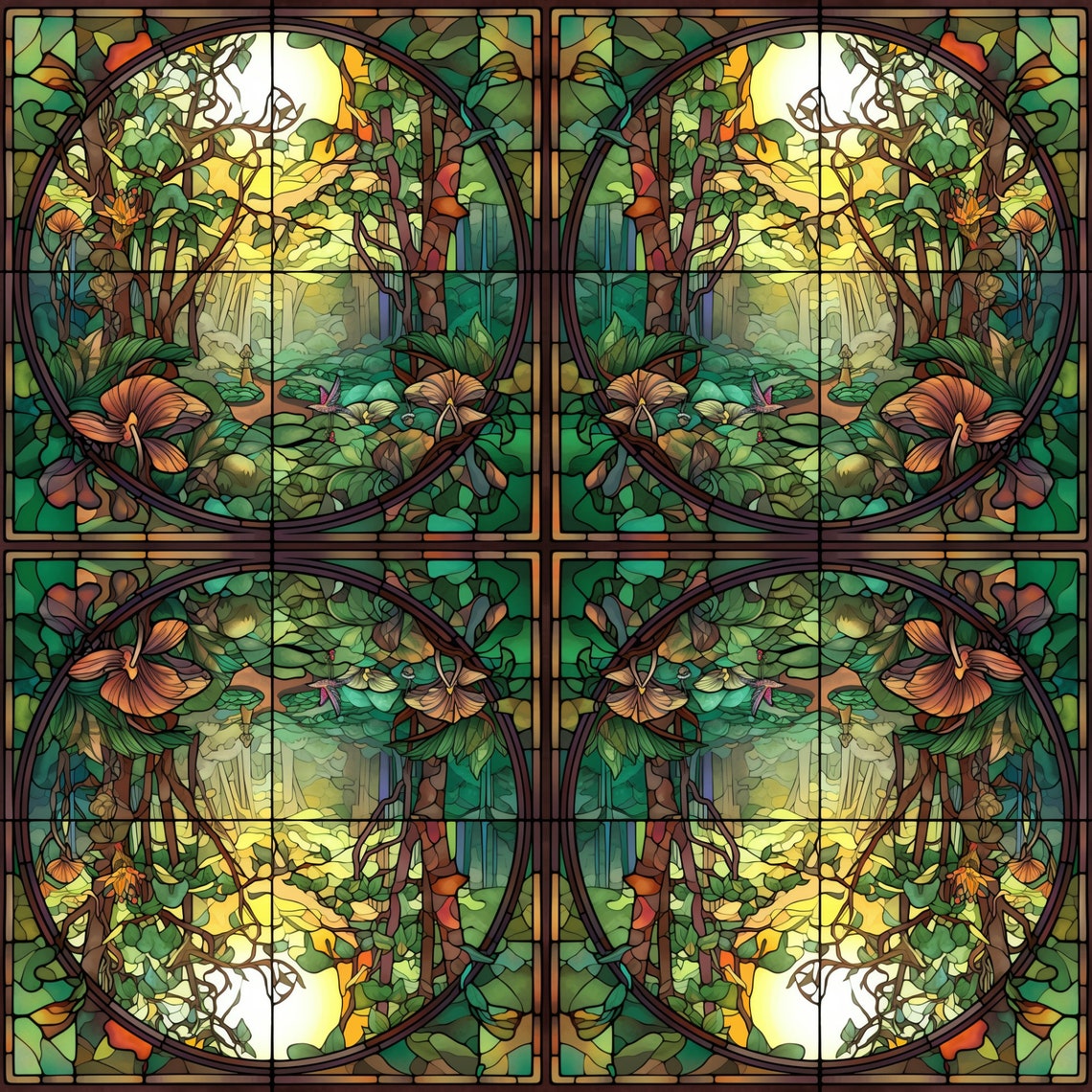 Stained Glass Enchanted Forest - Etsy