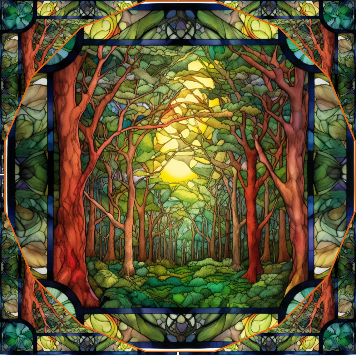 Stained Glass Enchanted Forest - Etsy