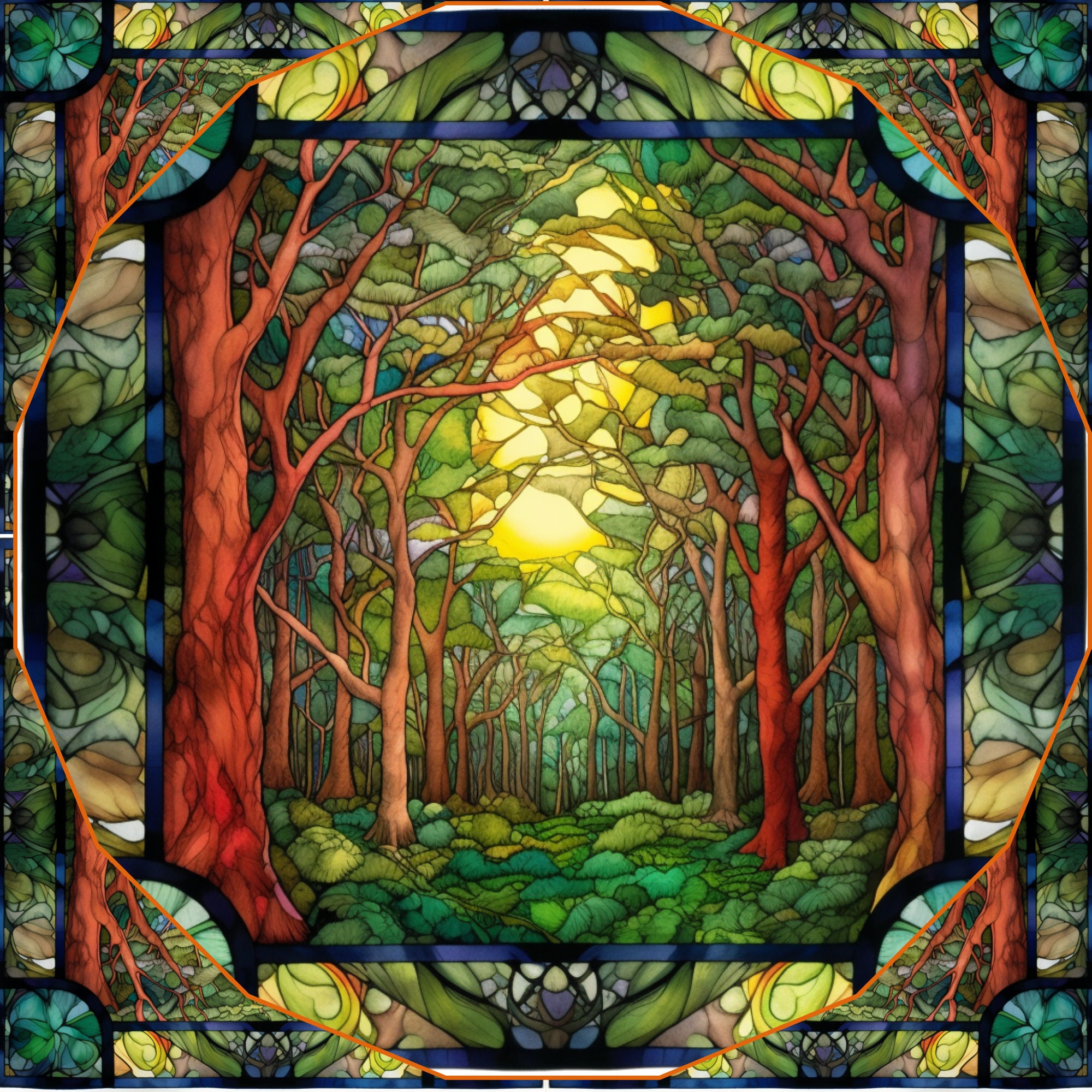 Stained Glass Enchanted Forest - Etsy