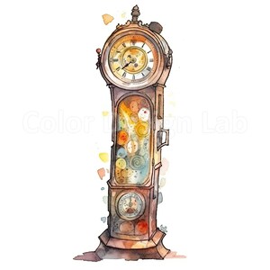 Grandfather Clock Printable Clipart - High-resolution PNG Set of 8 ...