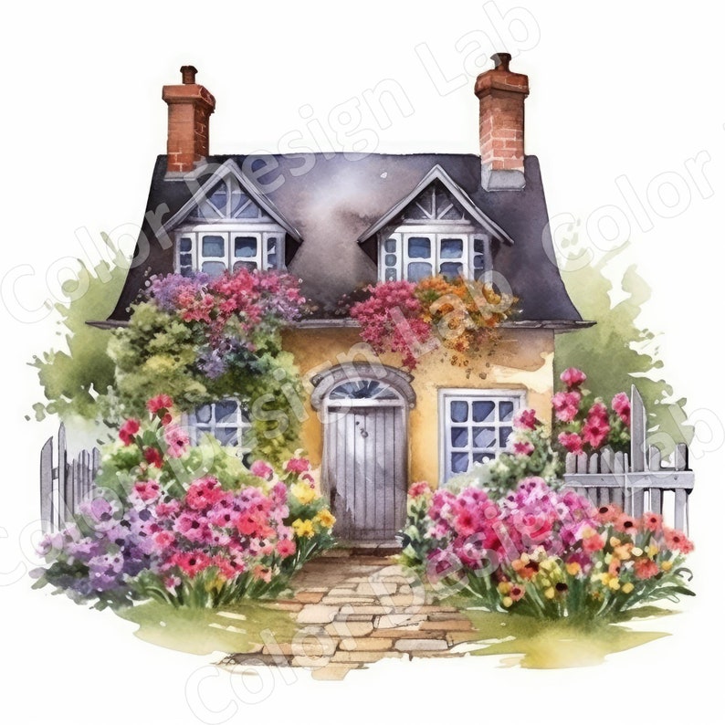 Flower Cottage Printable Clipart Set 8 High-resolution PNG - Etsy