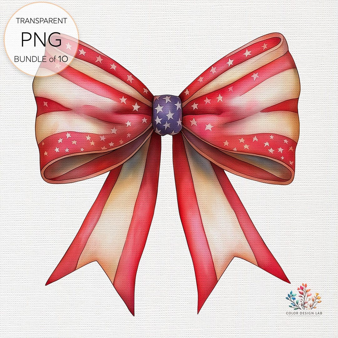 Vintage Patriotic US Flag Bow Clipart - Retro American Flag Bow ...