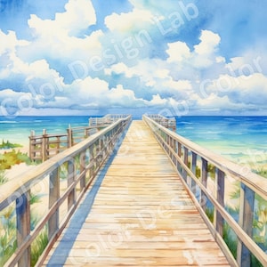 Tropical Beach Boardwalk Clipart Set, 8 High-resolution PNG Artwork ...
