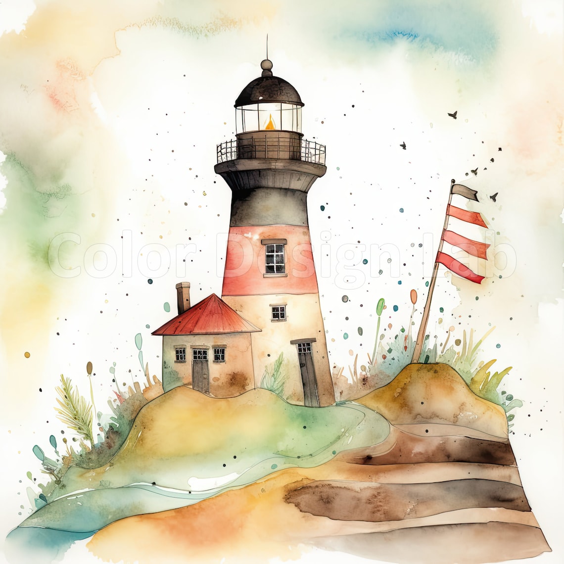 Whimsical Lighthouse Printable Clipart Set of 8 High-quality - Etsy
