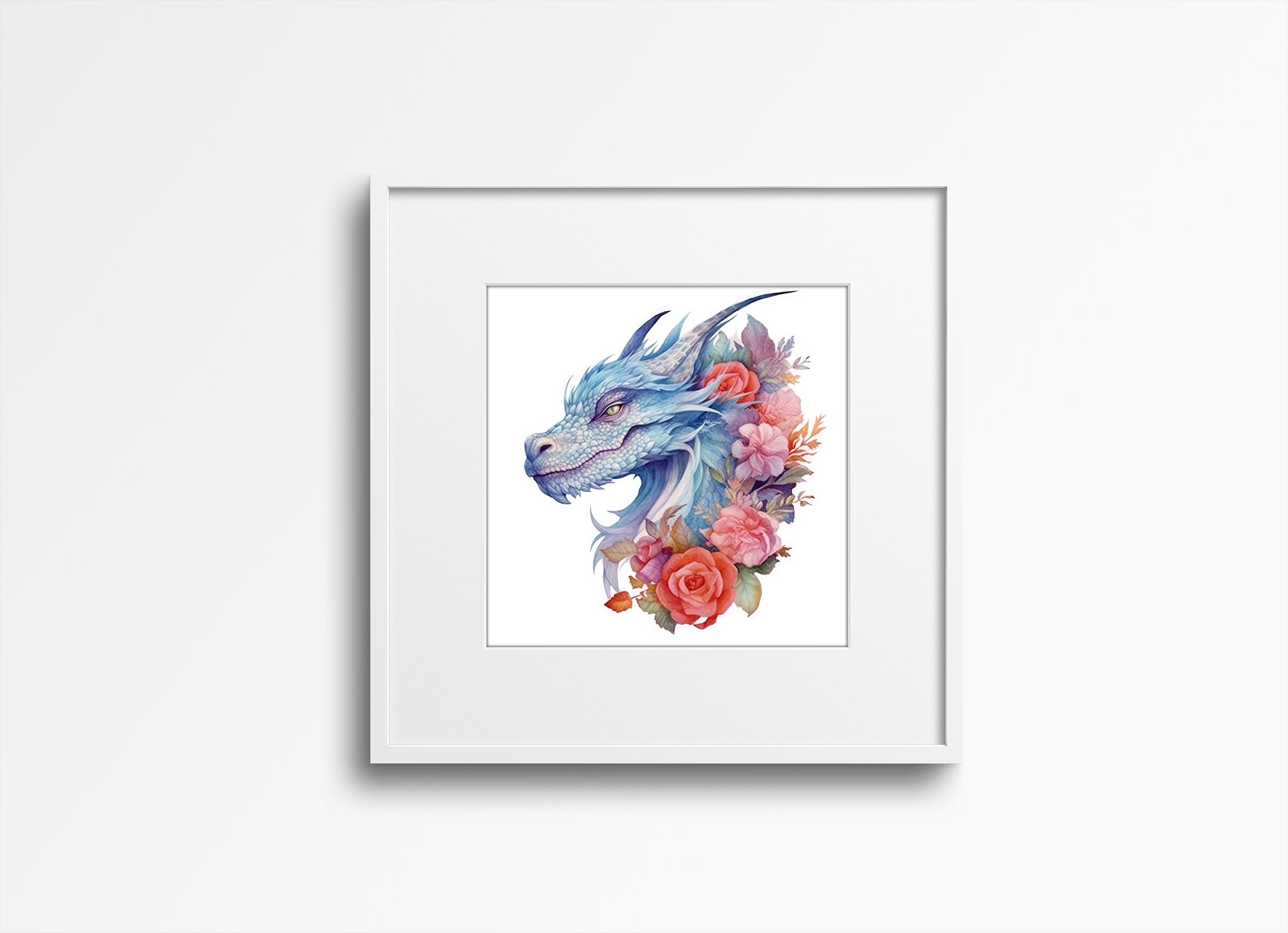 Floral Dragon Printable Clipart Set – 8 Pngs of Fantasy Art, Instant ...