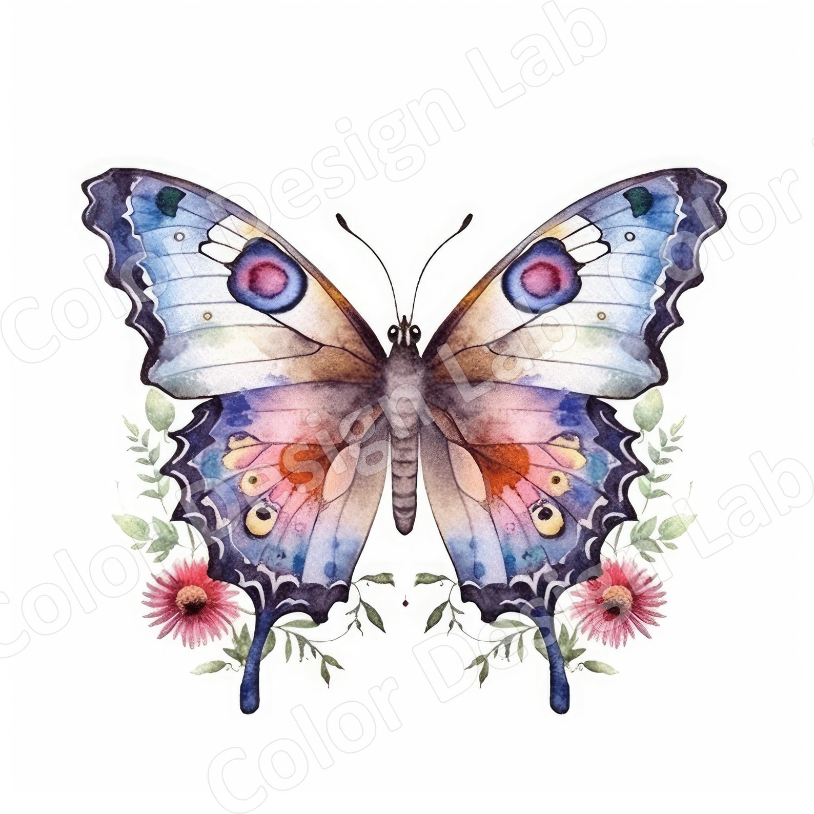 Butterfly on Wildflowers Printable Wall Art Set of 8 - Etsy