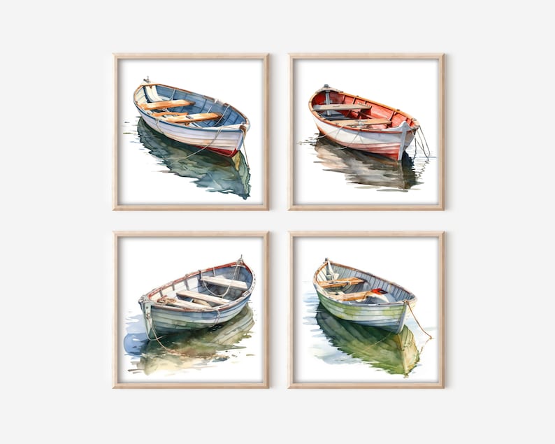 Dinghy Boat Download Printable Clipart Dinghy Set of 4 - Etsy