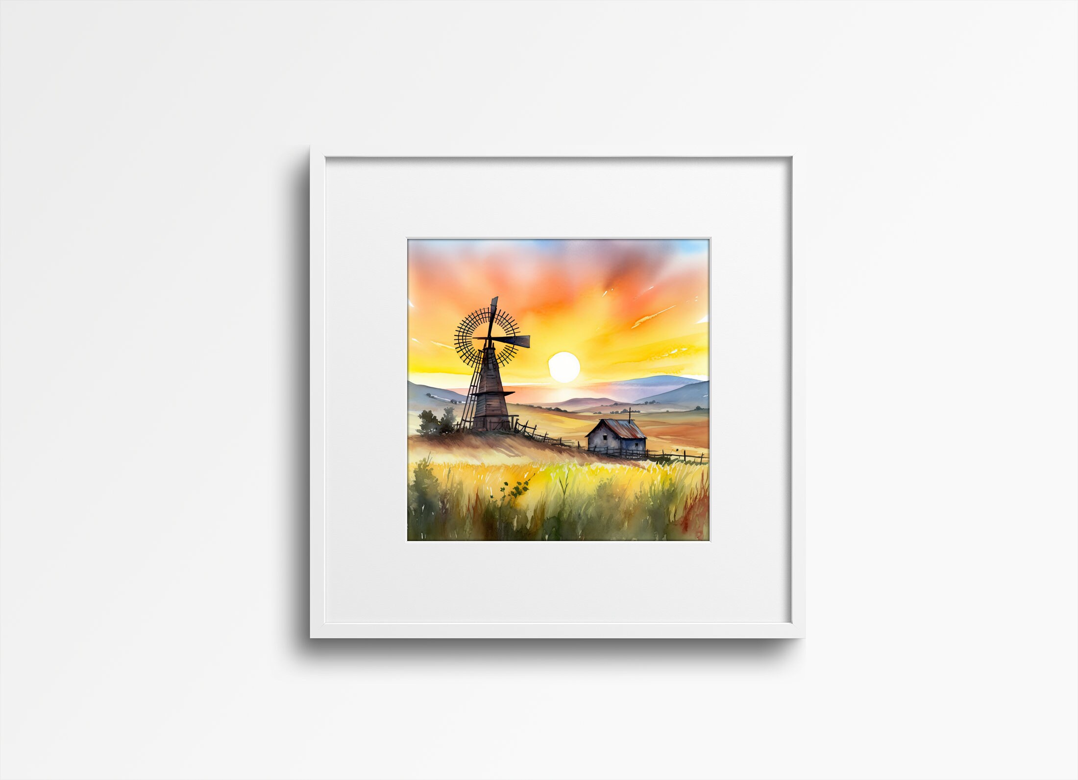 Rustic Windmill Digital Download, Countryside Windmill Art Set of 4 PNG ...