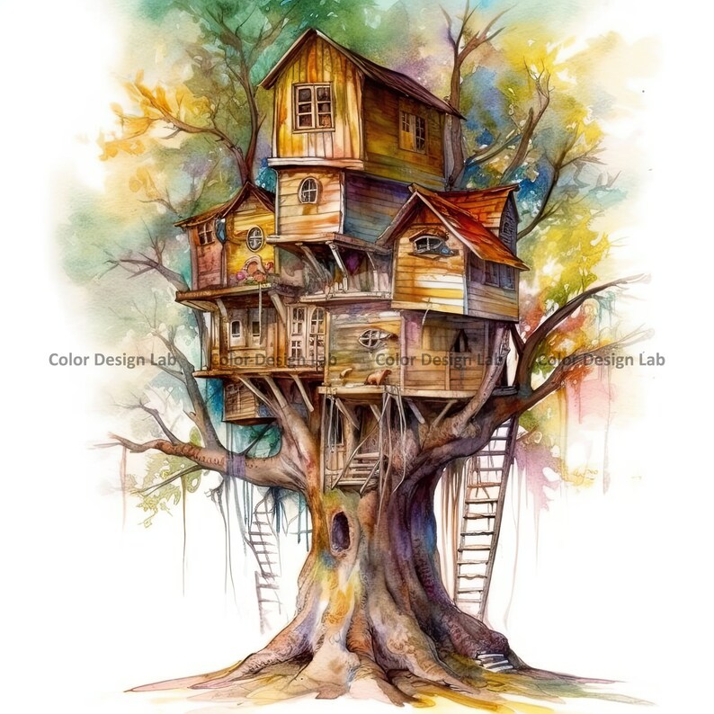 Tree House Clipart Set of 8 High-quality PNG Digital - Etsy