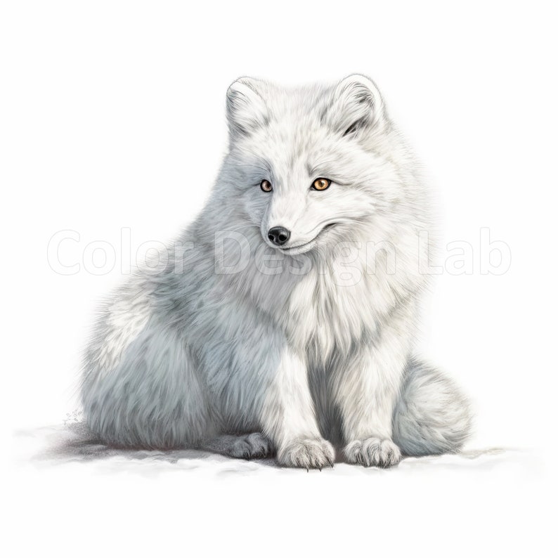 Happy Arctic Fox Clipart Set of 8 Printable Art PNG Digital - Etsy