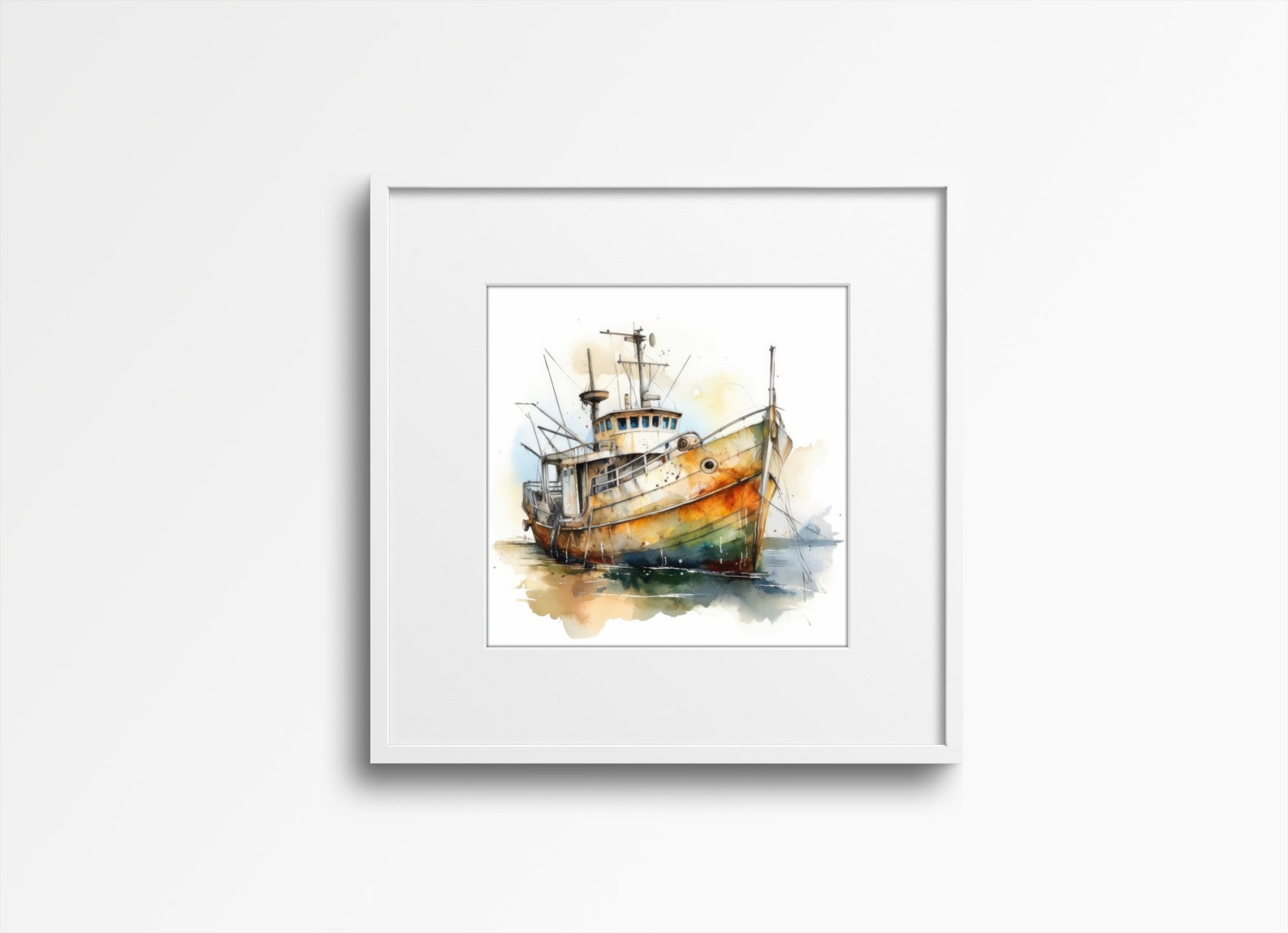 Nautical Trawler Boat Art Printable Clipart, 4 High-resolution Trawler ...