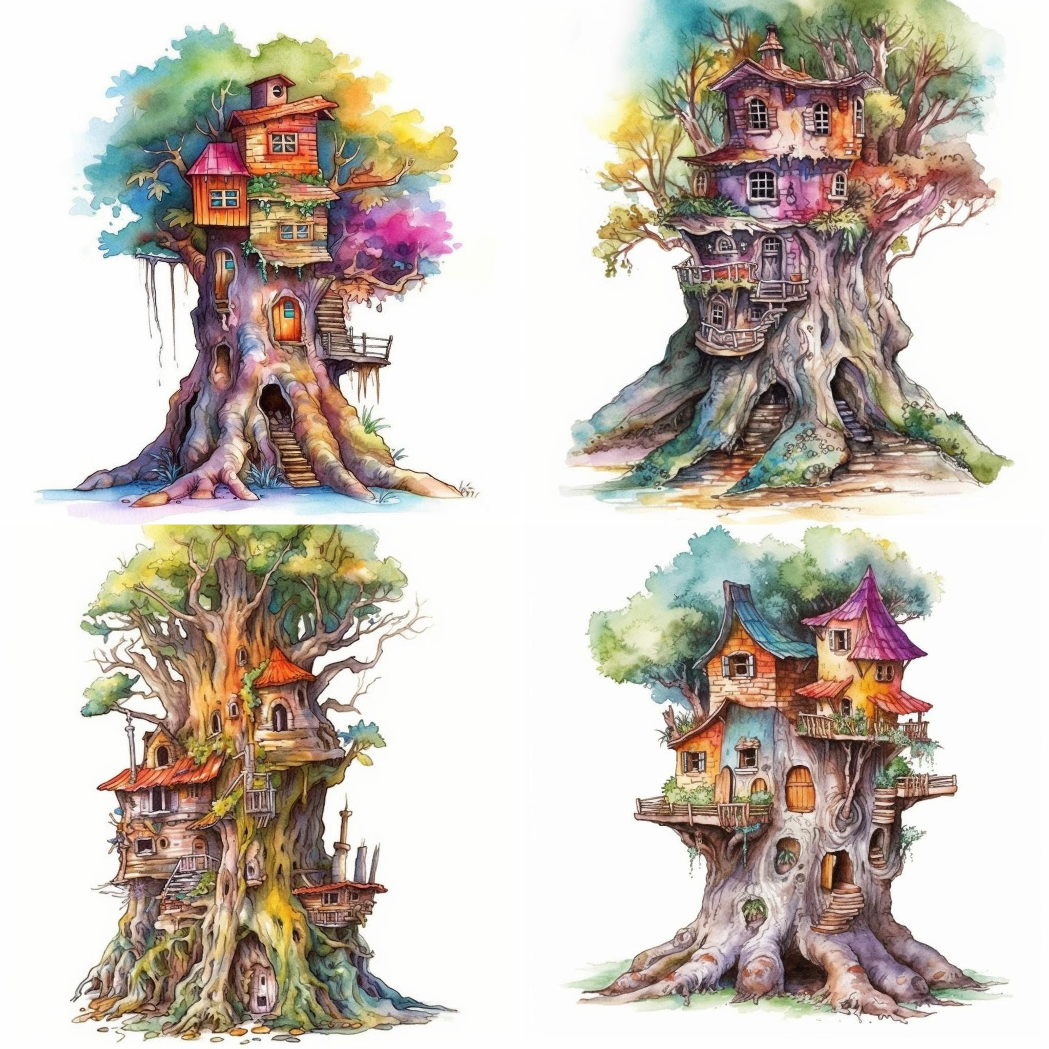 Tree Stump Fairy House Clipart Set of 8 High-quality PNG - Etsy