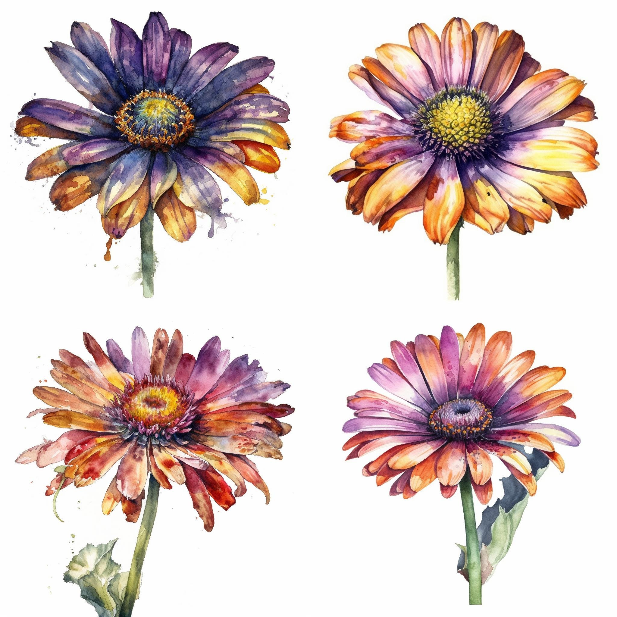 Daisy Flower Clipart Set of 12 High Quality Floral PNG - Etsy