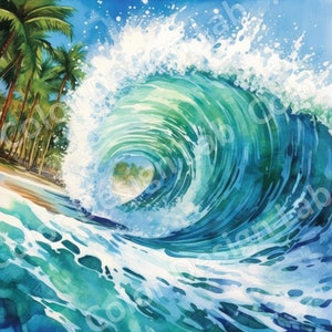 Tropical Beach Surfing Waves Clipart Pack - 8 High-resolution PNG ...