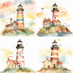 Whimsical Lighthouse Printable Clipart - Set of 8 High-quality ...