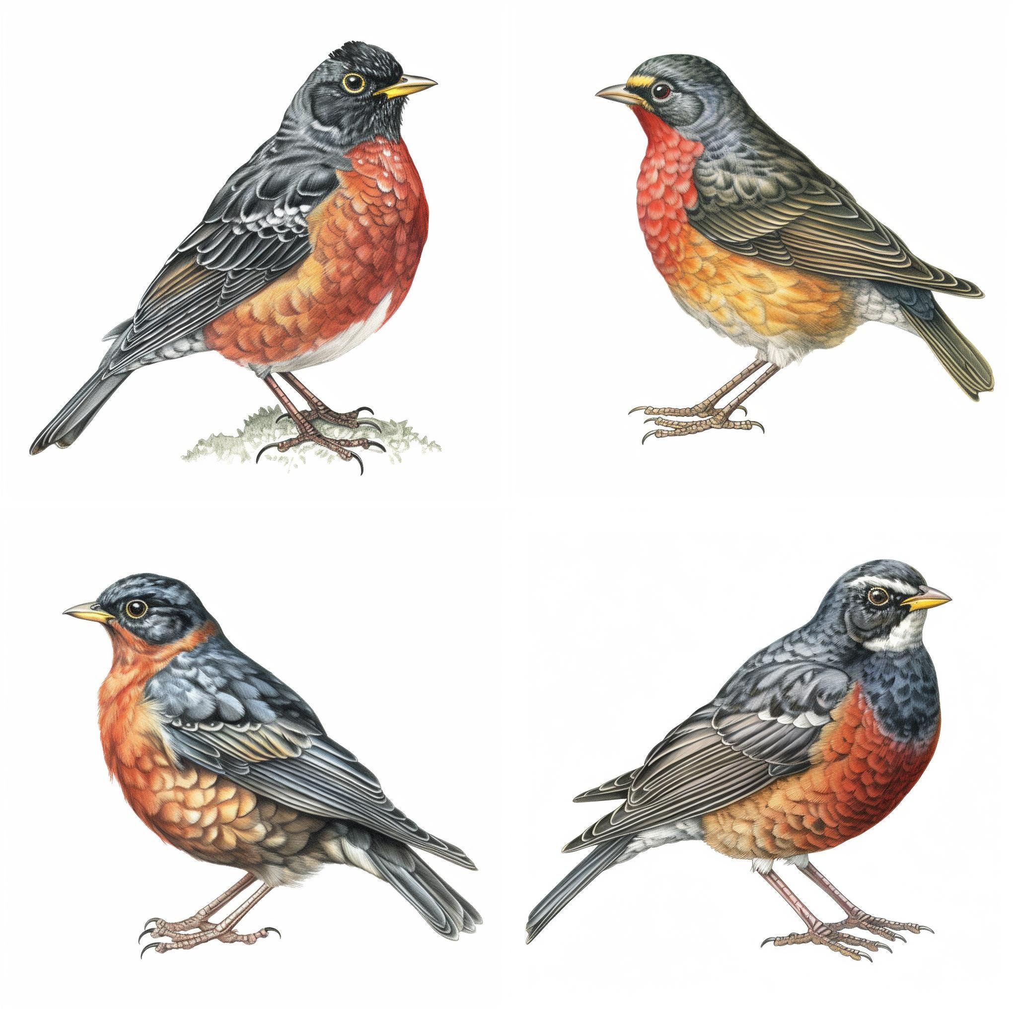 American Robin Clipart Set 8 Printable Art PNG Digital - Etsy Australia