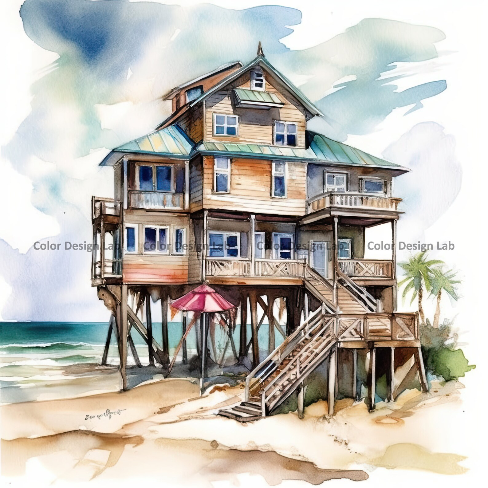 Beach House Clipart 8 High-resolution PNG Images Perfect - Etsy