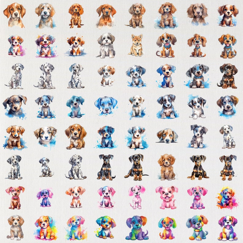 500 Puppy Clipart Bundle PNG Images Digital Scrapbooking - Etsy