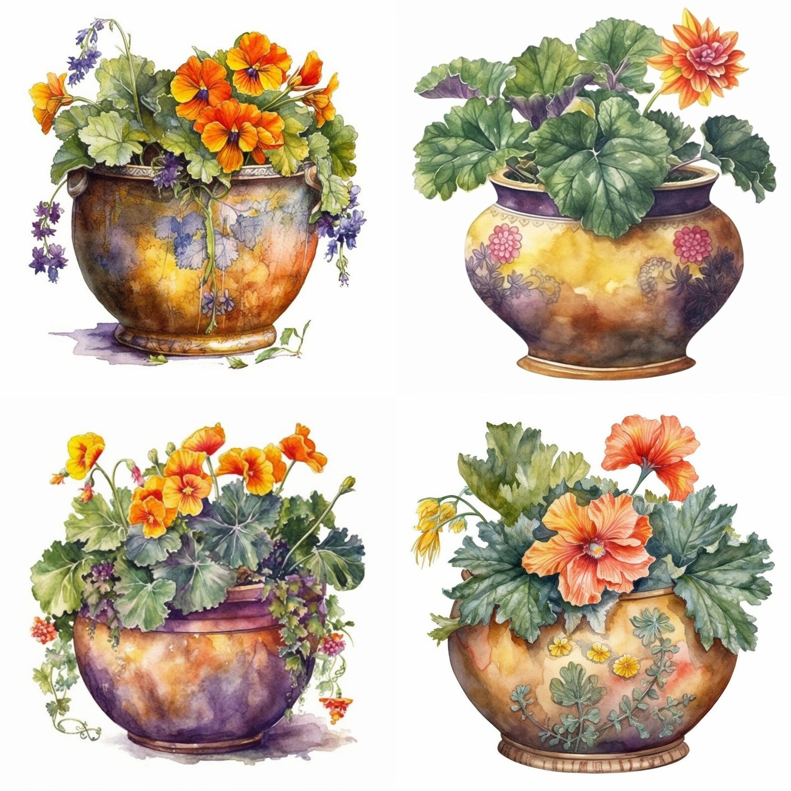 Pot With Flower Clipart Set of 12 High-quality Floral PNG - Etsy