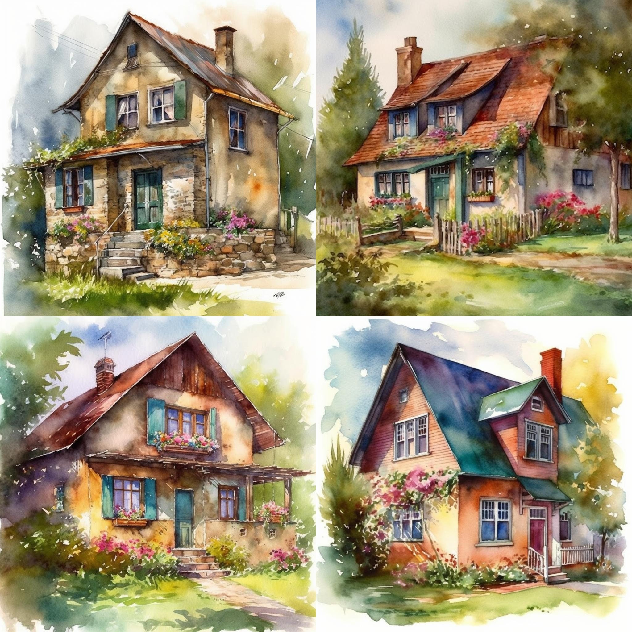 Country Cottage Clipart Collection Cottage Home Pngs - Etsy