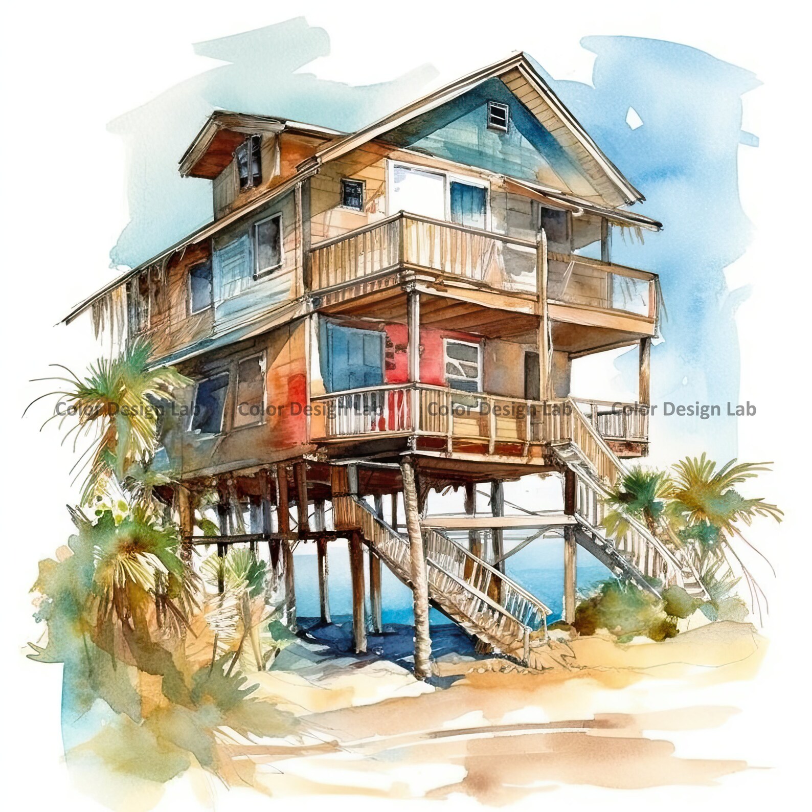 Beach House Clipart 8 High-resolution PNG Images Perfect - Etsy