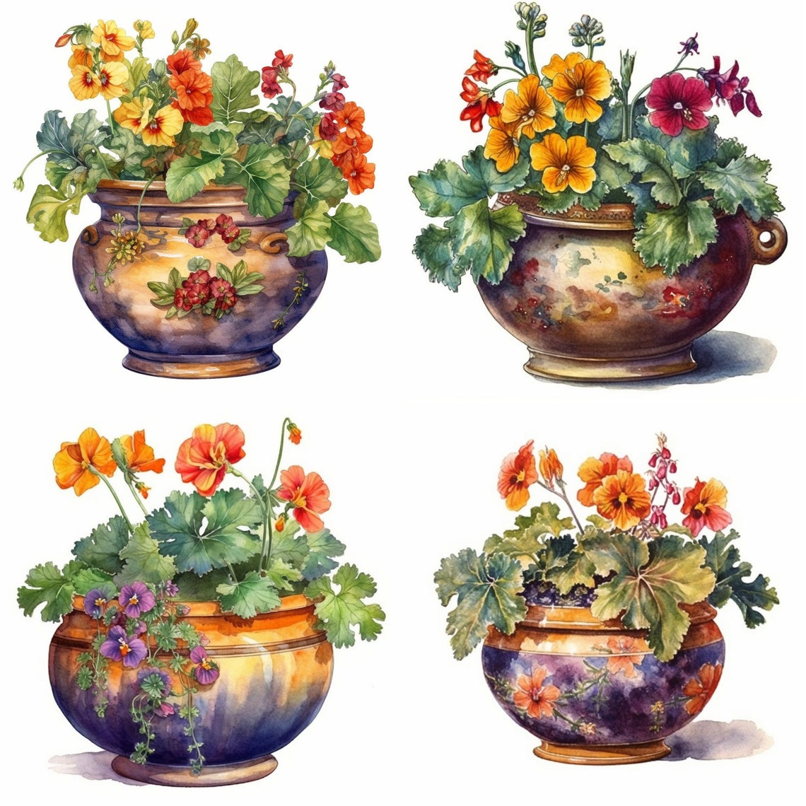 Pot With Flower Clipart Set of 12 High-quality Floral PNG - Etsy