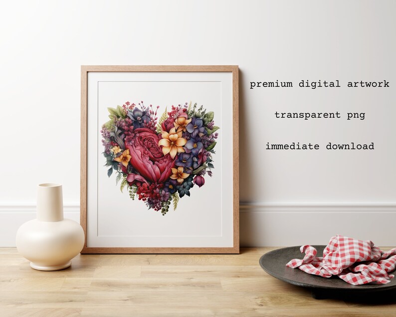 Floral Heart Clipart Bundle of 36 Quality Transparent Floral Heart ...