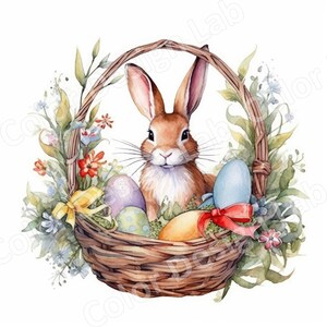 Easter Bunny Basket Clipart Set, 8 High-resolution Pngs, Commercial Use ...