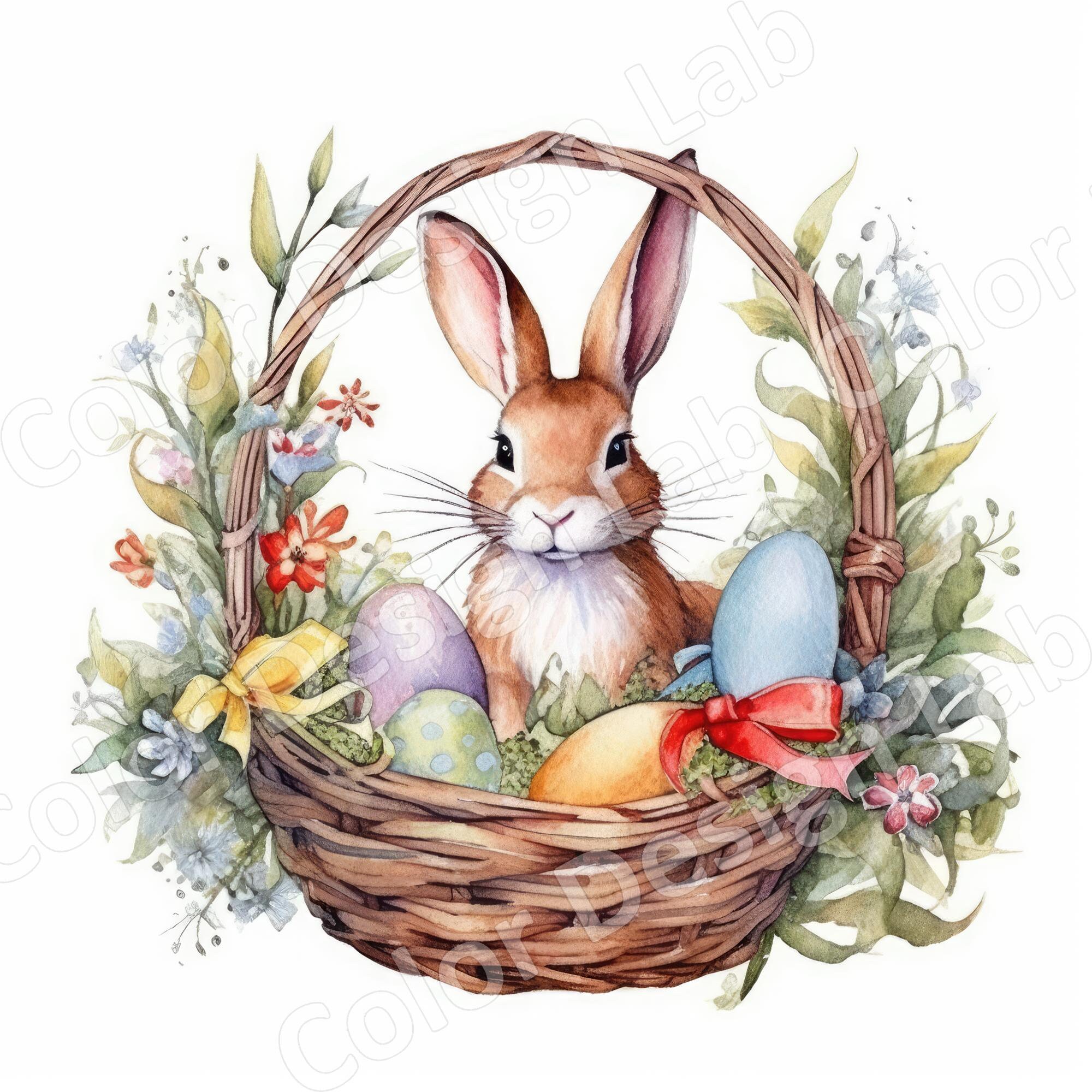 Easter Bunny Basket Clipart Set 8 High-resolution Pngs - Etsy