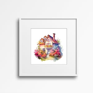 Flower Cottage Printable Clipart Set, 8 High-resolution PNG Art Images ...