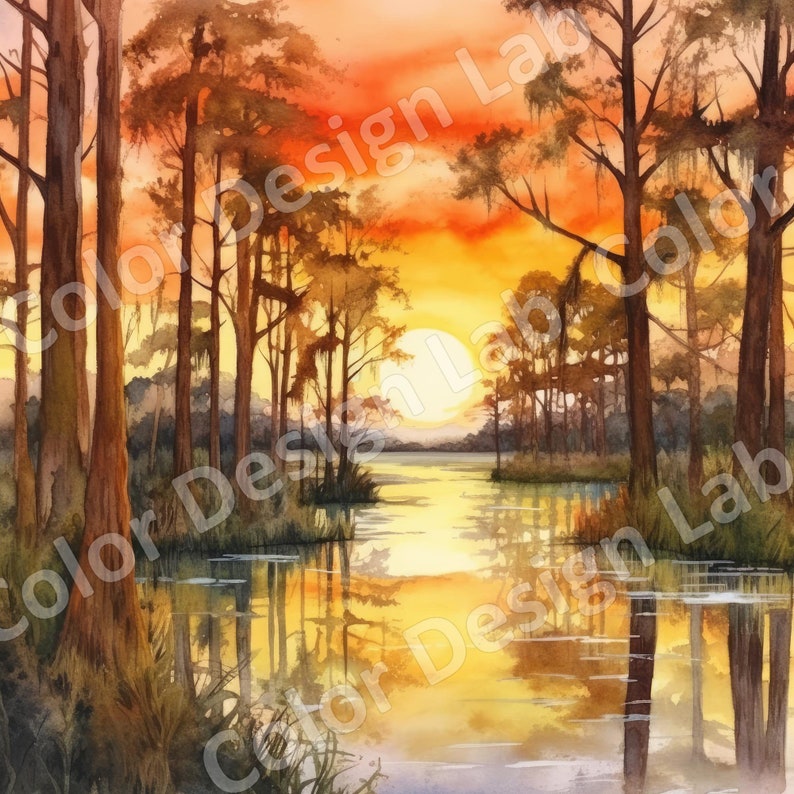 Louisiana's Bayou Country Printable Wall Art Set, 8 Digital PNG Images ...