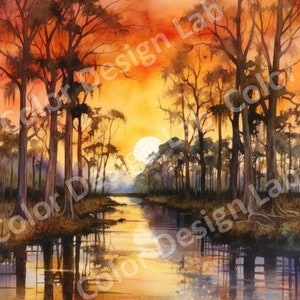 Louisiana's Bayou Country Printable Wall Art Set, 8 Digital PNG Images ...