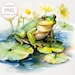Frog on Lily Pad Clipart Adorable Amphibian Illustration - Etsy