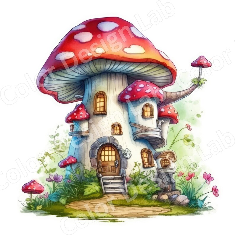Toadstool House Clipart Set 8 High-resolution PNG Images - Etsy