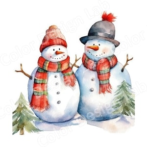 Christmas Snowmen Clipart Set, 8 High-resolution Pngs, Digital Download ...