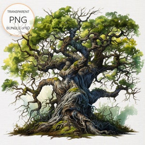 Watercolor Gothic Trees Set of 10 Clipart Pngs for Mystical Creations ...