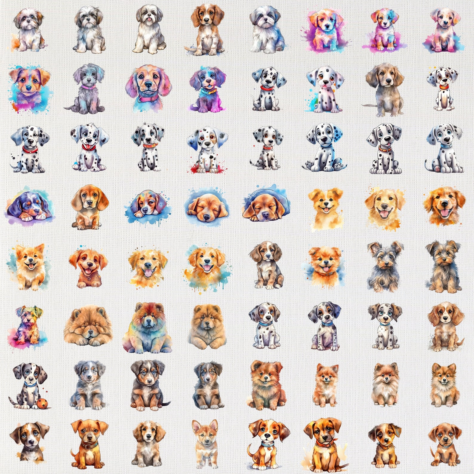 500 Puppy Clipart Bundle PNG Images, Digital Scrapbooking, Card Making ...