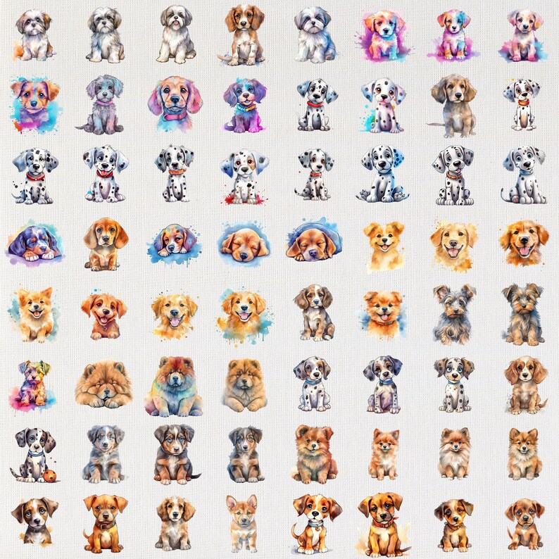 500 Puppy Clipart Bundle PNG Images Digital Scrapbooking - Etsy