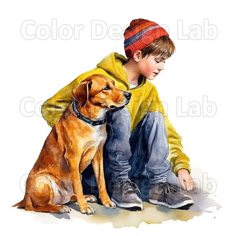 Boy and Puppy Clipart Set of 8 PNG Files High-resolution - Etsy