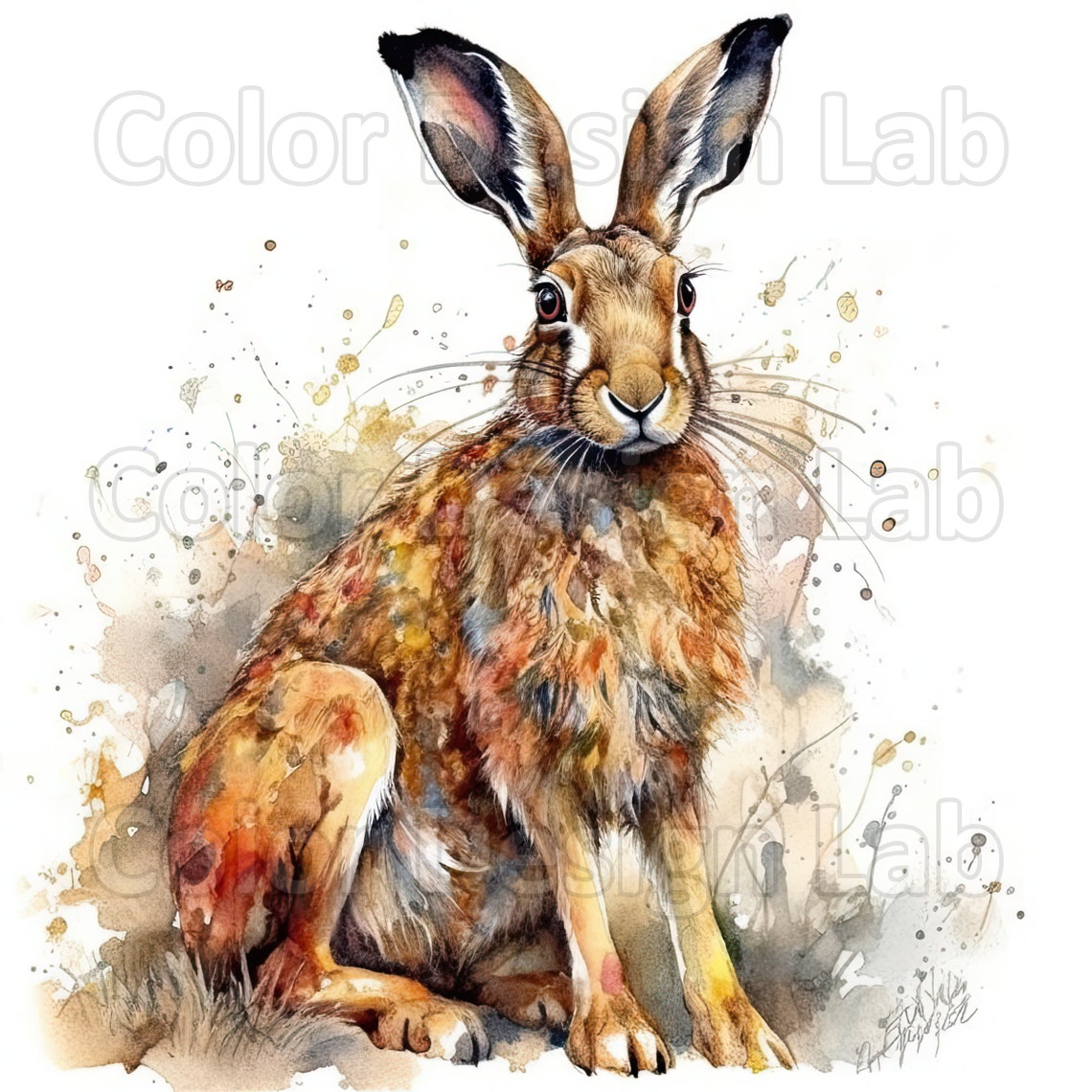 Hare Clipart Set of 8, High-quality PNG, Watercolor Hare Instant ...