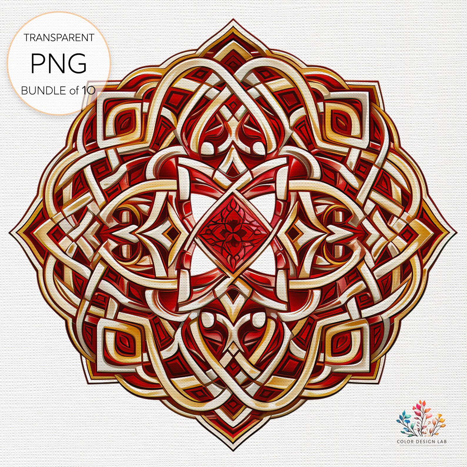 Mystical Red and Gold Celtic Knot Clipart, Vibrant Intricate Labyrinth ...