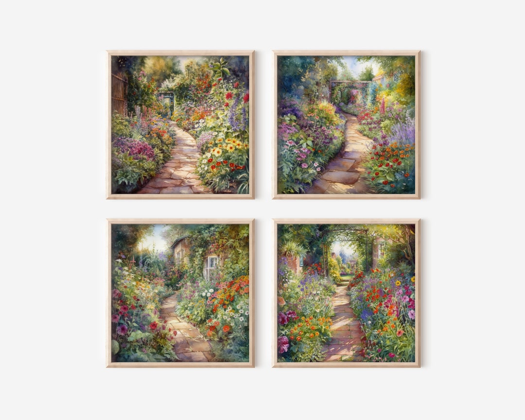 Garden Path Digital Download, Whimsical Garden Art, Set of 4 High ...