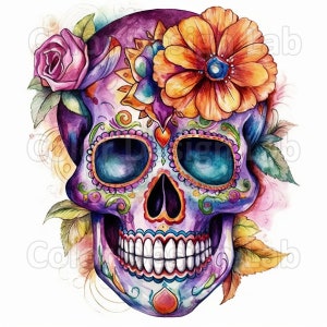 Sugar Skull Printable Clipart Bundle - Set of 8 PNG, Digital Download ...