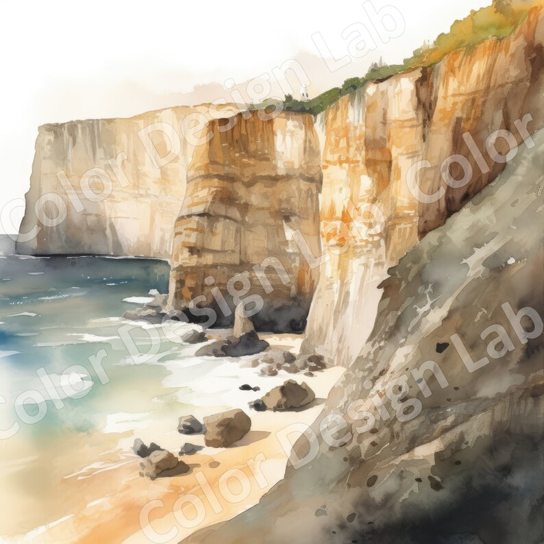 Soaring Coast Cliffs Printable Clipart 8 High-resolution - Etsy