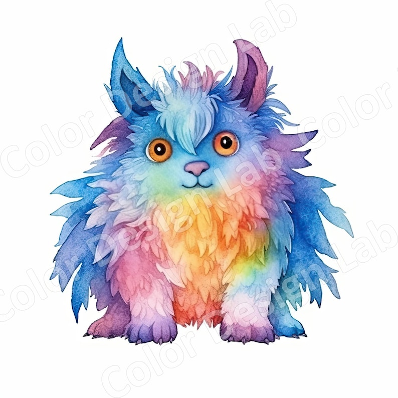 Fluffy Monster Clipart Set of 8 High Resolution PNG Files - Etsy