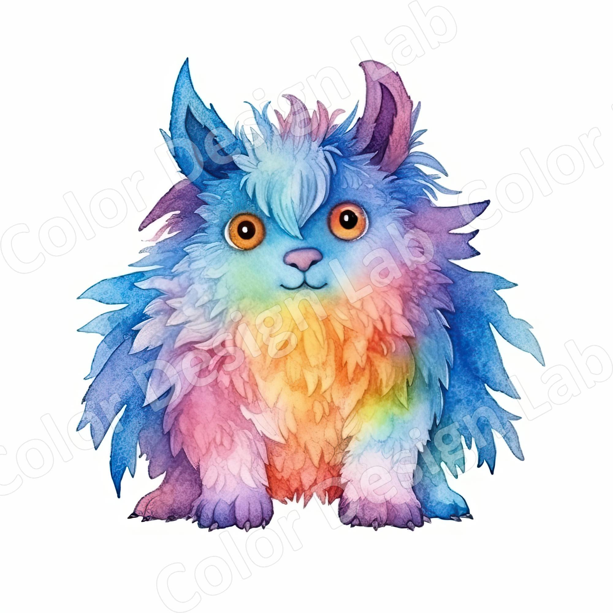 Fluffy Monster Clipart Set of 8 High Resolution PNG Files - Etsy