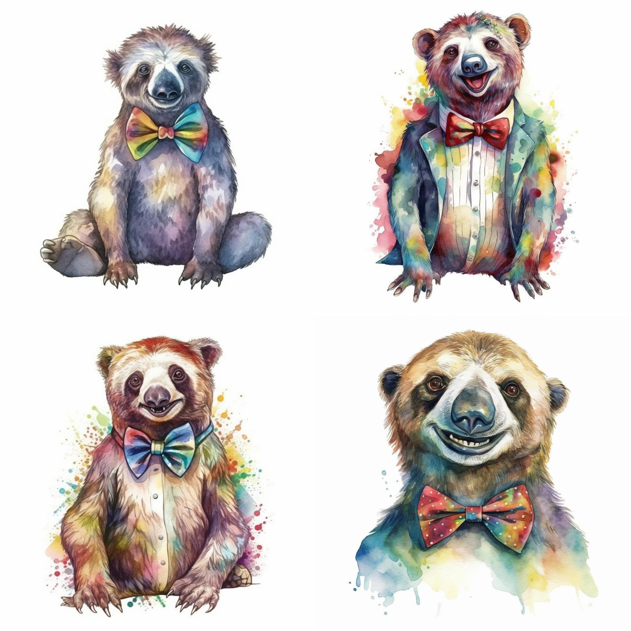 Happy Sloth in Bow Tie Clipart Bundle 8 High-resolution - Etsy