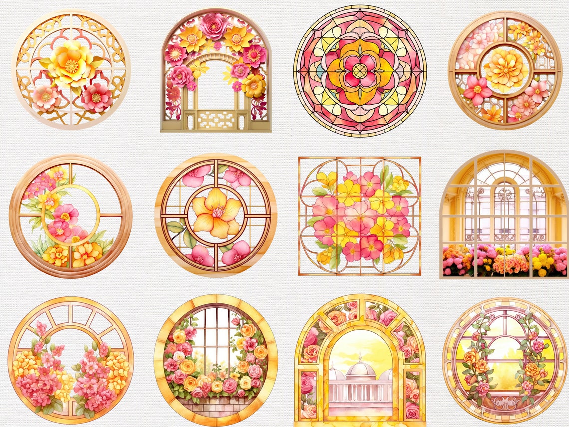 Flower Window Clipart Painted Watercolor Png Flower Window Commercial ...