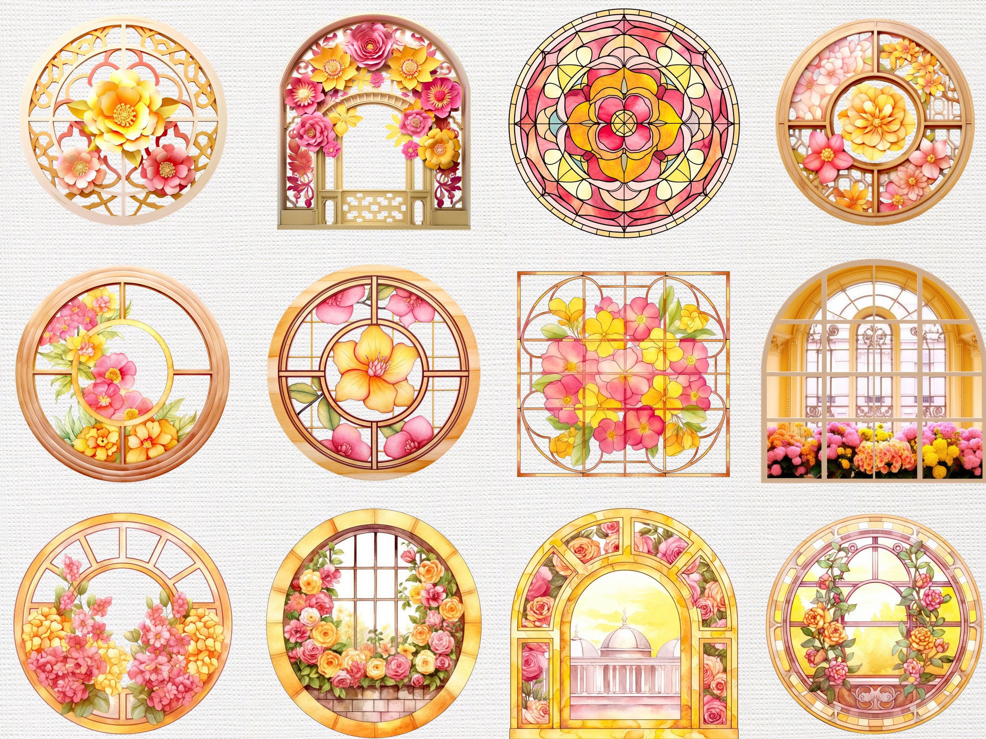 Flower Window Clipart Painted Watercolor Png Flower Window Commercial ...
